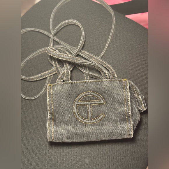 Telfar | Bags | Telfar Gray And Gold Crossbody Bag With Iconic Logo ...